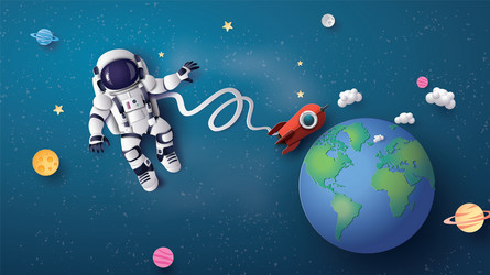 Astronaut floating in stratosphere paper art Vector Image