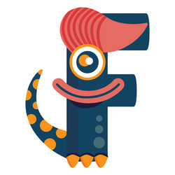 Cartoon capital letter f from monster alphabet Vector Image