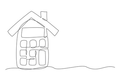 Home in hand one line drawing on white background Vector Image