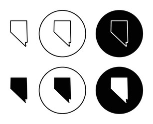 Nevada map icon set silhouette flat line Vector Image