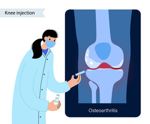 Knee injection treatment Royalty Free Vector Image