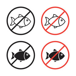 No fish icon set ban seafood rounded symbol Vector Image
