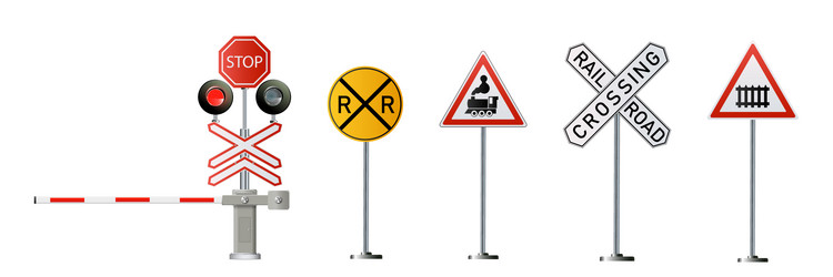 Railway signs set isolated on a white background Vector Image