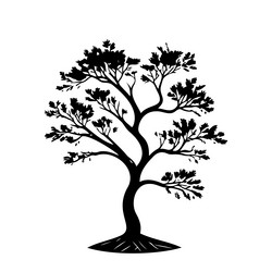 Quercus icon hand draw black colour tree logo Vector Image