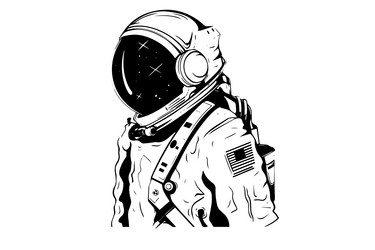 Astronaut spaceman hand drawn ink sketch Vector Image