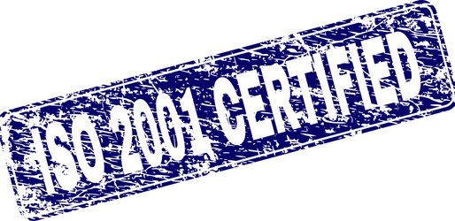 Scratched textured iso 2001 stamp seal Royalty Free Vector