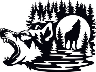 Wolf pack - wildlife stencils Royalty Free Vector Image