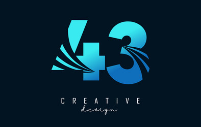 43 4 3 number logo design with a creative cut Vector Image
