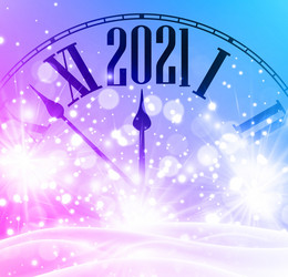 Clock hands showing 2021 year Royalty Free Vector Image