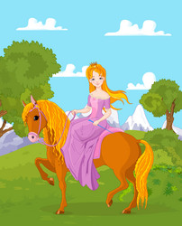 Princess riding horse Royalty Free Vector Image