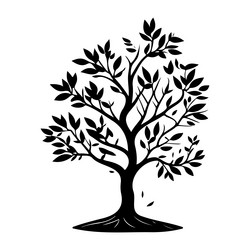 Quercus icon hand draw black colour tree logo Vector Image