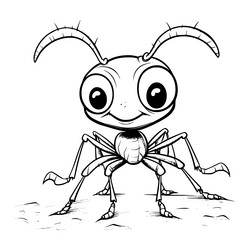 Ant coloring page drawing for kids Royalty Free Vector Image
