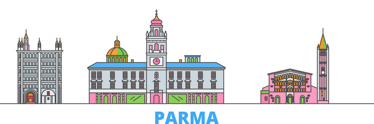 Italy parma line travel skyline set Royalty Free Vector
