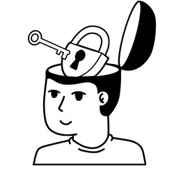 Man with lock in his head Royalty Free Vector Image