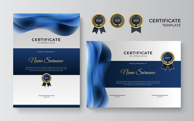Premium professional blue gold certificate design Vector Image