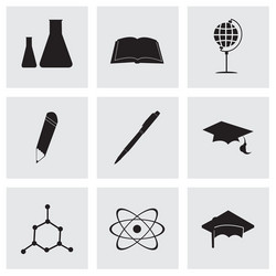 Education black icons set Royalty Free Vector Image
