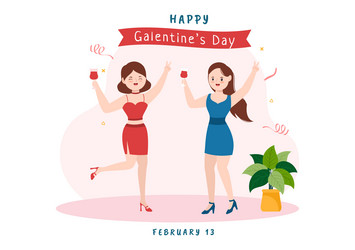 Happy galentines day on february 13th Royalty Free Vector