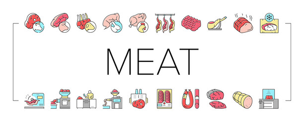 Meat symbols set for product packaging Royalty Free Vector