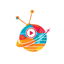 Travel tv logo design template Royalty Free Vector Image