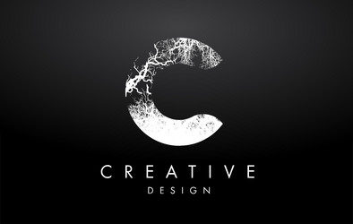Letter c design logo with creative tree branch Vector Image