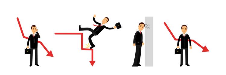 Business man fail suffering loss and being in debt