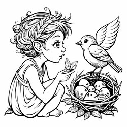 Fairy tale line art for coloring book Royalty Free Vector