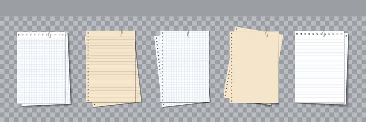Note memo paper different notebook sheets Vector Image