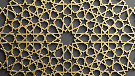 Gold islamic pattern on black background islamic Vector Image