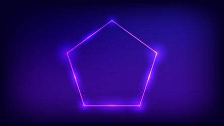 Neon frame in pentagon form with shining effects Vector Image