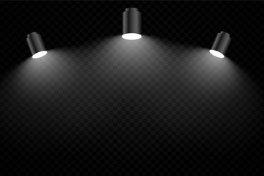 Three realistic focus lights studio background Vector Image
