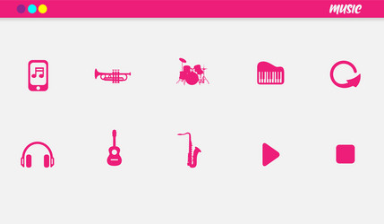 Modern popular music icon set Royalty Free Vector Image