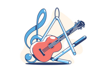 Different types of instruments with music notes Vector Image