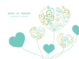 Colorful garden plants heart symbol frame pattern Vector Image