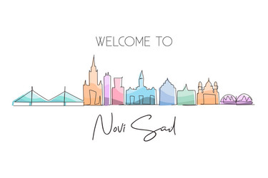 Single continuous line drawing novi sad city Vector Image