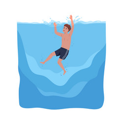 Man sinking in sea young guy in danger during Vector Image