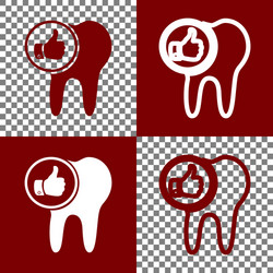 Tooth sign with thumbs up symbol flat Royalty Free Vector