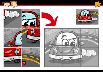 Jigsaw puzzle with car Royalty Free Vector Image