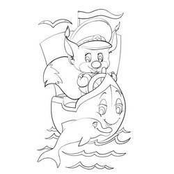 Sketch characters a fox and chicken Royalty Free Vector