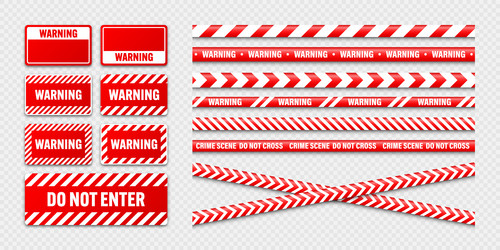 Red warning tapes set safety tape barrier Vector Image
