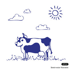 Cow shouting open mouth pose cow calling pose Vector Image