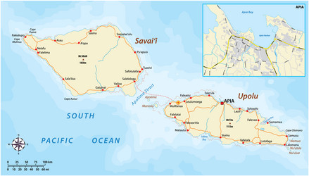 Map of the polynesian samoa islands Royalty Free Vector