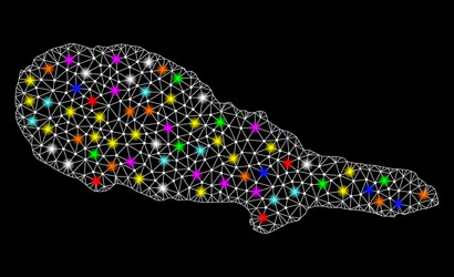 Polygonal network mesh map of pico island Vector Image