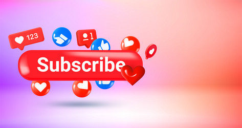 Social media icons and emoji subscribe button Vector Image