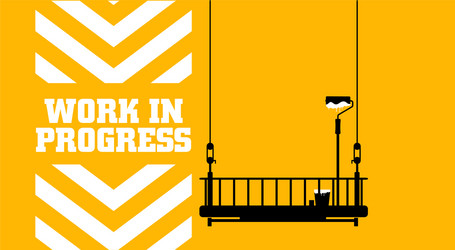 Yellow warning sign work in progress background Vector Image