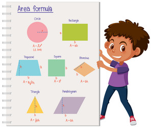 Happy kids with math area formula Royalty Free Vector Image
