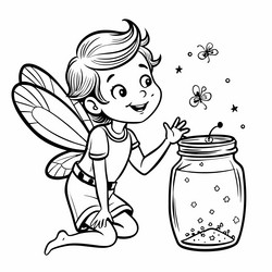 Fairy tale line art for coloring book Royalty Free Vector