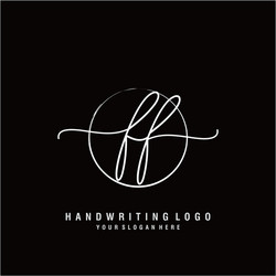 Ff initial handwriting logo design Royalty Free Vector Image