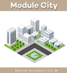 City 02 complete set isometric Royalty Free Vector Image