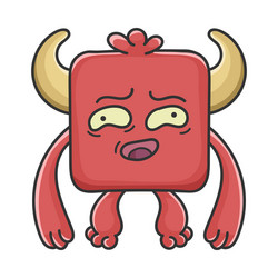 Sexy red lips square devil cartoon monster Vector Image