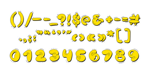 Bubble font inflated shape numbers and Royalty Free Vector